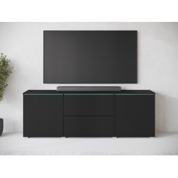 Lowboard Inosign, schwarz (graphite schwarz matt), B:180cm H:61,8cm T:34,5cm, Sideboards, Lowboard, Lowboard Vera, 2 T&uuml;ren/2 Schubladen, TV-Schrank mit viel Stauraum