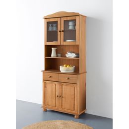 Buffet Home Affaire "Mette", braun (natur gebeitzt, gewachst), B:80cm H:181cm T:34cm, Schr&auml;nke, Buffet, Mit grosser Schublade und viel Stauraum hinter 4 T&uuml;ren, H&ouml;he 181cm