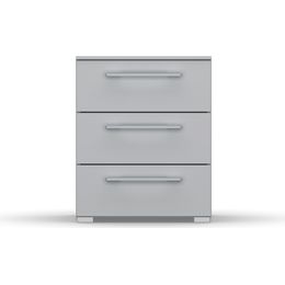 Nachtkommode Rauch "Skat Pure", grau (seidengrau), B:40cm H:61cm T:42cm, Holzwerkstoff, Sideboards, mit 3 Schubladen in puristischem Design