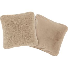 Dekokissen "LeGer, 2 Stk", beige (creme), B:50cm L:50cm, Obermaterial: 100% Polyester, LeGer Home by Lena Gercke, Dekokissen_Sitzkissen_Kissenh&uuml;llen, hochwertig und kuschelig weich