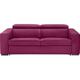 2,5-Sitzer Egoitaliano "Cabiria, Design und super Sitzkomfort", pink (fuchsia), B:226cm H:97cm T:103cm, Sofas, inkl. manuell verstellbarer Kopfst&uuml;tzen, mit Metallf&uuml;&szlig;en