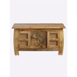 Bank HEINE HOME, beige (natur), B:86cm H:46cm T:35cm, Holz, Metall, Sitzb&auml;nke
