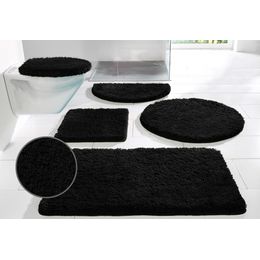 Badematte my home "Sanremo, Badvorleger, Badezimmer Teppich, sehr weich" Gr. 8, schwarz, H:30mm, Polyester, Badematten, Badematte, Badteppich, unifarben, rechteckig, rund & als 3-tlg. Set erh&auml;ltlich