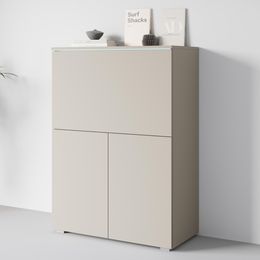 PC-Schrank Inosign "Vera, Sekret&auml;r, Home-Office-Schreibtisch mit LED-Beleuchtung", kaschmir, B:90cm H:125,1cm T:42cm, Sekret&auml;re, Multifunktional mit Stauraum, klappbare Tischfl&auml;che, LED, B 90 cm