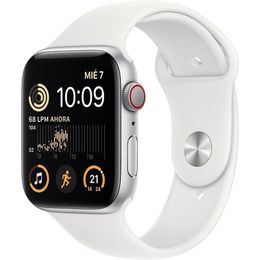 Apple Watch Series SE 2 (2022) GPS + Cellular 44 mm - Aluminium Silber - Sportarmband Wei&szlig;