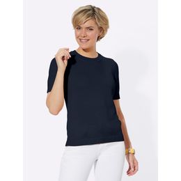 Kurzarmpullover Casual Looks "Pullover", Damen, Gr. 36, blau (marine), 50% Baumwolle, 50% Polyacryl, unifarben, Pullover