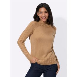 Stehkragenpullover Classic Basics "Stehkragen-Pullover", Damen, Gr. 40, braun (camel), 100% Polyacryl, unifarben, Pullover Stehkragenpullover