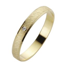Trauring Firetti "Schmuck Geschenk Gold 375 Hochzeit Ehering Trauring "LIEBE"" Gr. 20, gold (gelbgoldfarben), Fingerringe, Damen, 20, 0,01 SI = kleine Einschl&uuml;sse mit Brillant, Gelbgold 375, 3mm, Trauring, Made in Germany, wahlweise mit oder ohne Brillant