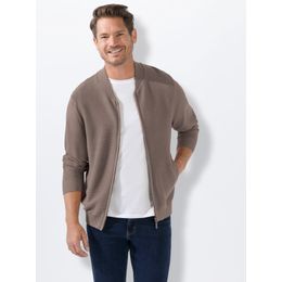 Strickjacke Marco Donati, Herren, Gr. 48, grau (taupe), 100% Baumwolle, meliert, Strickjacken Strickjacke