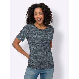 Rundhalsshirt Classic Basics "Shirt", Damen, Gr. 38, blau (hellblau, marine, bedruckt), 100% Baumwolle, gemustert, mehrfarbig, Rundhals, Shirts Rundhalsshirt