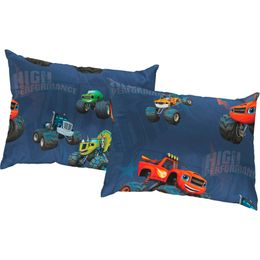 Dekokissen WIRTH "Trucks" Gr. 3, blau (dunkelblau, gemustert), B:40cm L:60cm, Polyester, Dekokissen_Sitzkissen_Kissenh&uuml;llen, Nickelodeon, Kissenh&uuml;lle ohne F&uuml;llung, 2 St&uuml;ck