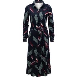Blusenkleid Ragwear "Plantee Print", Damen, Gr. M (38), Normalgr&ouml;&szlig;en, navy, Jersey, Material: 95% Viskose, 5% Elasthan, figurumspielend kniebedeckend, Rundhals, &Auml;rmel ohne &Auml;rmelschlitz, Kleider Blusenkleid, Modisches Damenkleid mit Tailleng&uuml;rtel