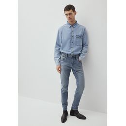Slim-fit-Jeans Mavi "MILAN", Herren, Gr. 28, L&auml;nge 33, blau (mid blau denim), 99% Baumwolle, 1% Elasthan, schmal lang, Jeans Slim-fit-Jeans, Slim Tapered Leg Pants