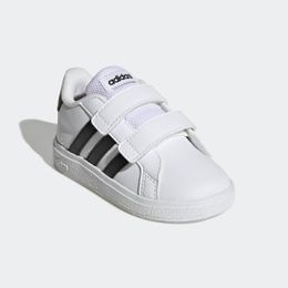 Sneaker adidas Sportswear "GRAND COURT LIFESTYLE HOOK AND LOOP", M&auml;dchen, Gr. 23, schwarz-wei&szlig; (cloud wei&szlig;, core schwarz, core schwarz), Synthetik, Textil, Schuhe Sneaker, f&uuml;r Kinder, Design auf den Spuren des adidas Superstar