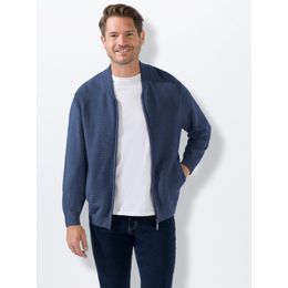 Strickjacke Marco Donati, Herren, Gr. 52, blau (jeansblau, meliert), 100% Baumwolle, meliert, Strickjacken Strickjacke