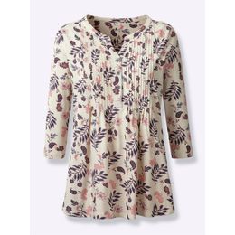 3/4-Arm-Shirt Inspirationen "Shirt", Damen, Gr. 50, blau (rosenquarz, taubenblau, bedruckt), 50% Baumwolle, 50% Viskose, gebl&uuml;mt, gemustert, mehrfarbig, Rundhals, Shirts 3/4-Arm-Shirt