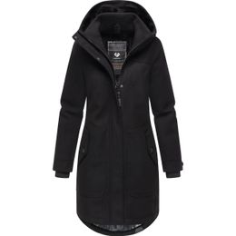 Wintermantel Ragwear "Jannisa Coat", Damen, Gr. M (38), schwarz, Obermaterial: 100% Polyester; Innenfutter: 100% Polyester; Wattierung: 100% Polyester, tailliert ca. Mitte Oberschenkel, hoch geschlossener Ausschnitt, &Auml;rmel ohne &Auml;rmelschlitz Rippstrickb&uuml;ndchen mit Druckknopf, M&auml;ntel Wintermantel, Klassischer Damen Kurzmantel mit Kapuze, Topseller