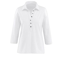 Poloshirt Casual Looks "Poloshirt", Damen, Gr. 36, wei&szlig;, 50% Baumwolle, 50% Modal, unifarben, ohne Ausschnitt, Shirts