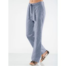 Palazzohose Casual Looks, Damen, Gr. 38, Normalgr&ouml;&szlig;en, blau, 55% Leinen, 45% Baumwolle, unifarben, lang, Hosen Palazzohose