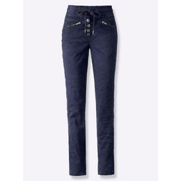 Webhose Heine, Damen, Gr. 42, Normalgr&ouml;&szlig;en, blau (marine), 98% Baumwolle, 2% Elasthan, gemustert, unifarben, Hosen