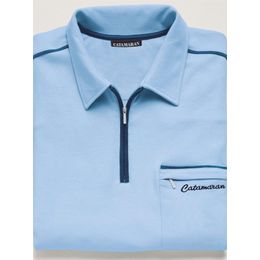 Poloshirt Catamaran "Langarm-Poloshirt", Herren, Gr. 56/58, blau (hellblau), 100% Baumwolle, unifarben, ohne Ausschnitt, Shirts