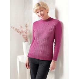 Stehkragenpullover CLASSIC "Pullover", Damen, Gr. 42, lila (erika), 50% Baumwolle, 50% Polyacryl, unifarben, Pullover Stehkragenpullover