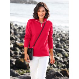 Sweater Casual Looks, Damen, Gr. 42, rot, 50% Baumwolle, 50% Polyester, unifarben, Sweatshirts Sweater