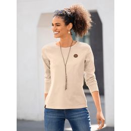 Rundhalsshirt Casual Looks "Shirt", Damen, Gr. 46, beige (elfenbein), 100% Baumwolle, unifarben, Rundhals, Shirts Rundhalsshirt