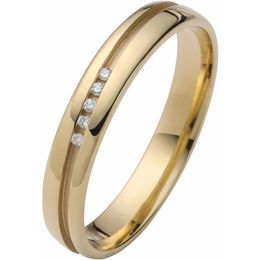 Trauring Firetti "Schmuck Geschenk Gold 375 Hochzeit Ehering "LIEBE" Gr. 23, gold (gelbgoldfarben), Fingerringe, Damen, 23, 0,03 SI = kleine Einschl&uuml;sse mit Brillanten, Gelbgold 375, 3,5mm, Trauring, Made in Germany, wahlweise mit oder ohne Brillanten
