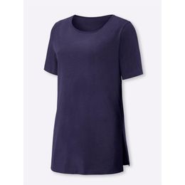 Longshirt Classic Basics "Longshirt", Damen, Gr. 38, blau (marine), 100% Baumwolle, unifarben, Rundhals, Shirts Longshirt