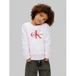 Sweatshirt Calvin Klein Jeans "CK MONOGRAM TERRY CN SWEATSHIRT", M&auml;dchen, Gr. 8 (128), pearly pink, Sweatware, Obermaterial: 100% Baumwolle, unifarben, regular fit h&uuml;ftlang, Rundhals, eingesetzt B&uuml;ndchen, Sweatshirts Sweatshirt, f&uuml;r Kinder bis 16 Jahre, Logo-Print