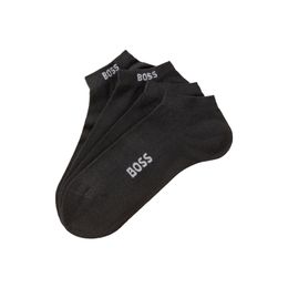 Socken BOSS "2P AS Logo Bamboo", Damen, Gr. 43-46, schwarz, Baumwollmischung, unifarben, elastisch, Socken Socken, mit doppelten Logoschriftzug