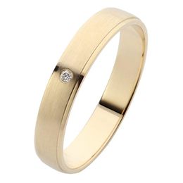 Trauring Firetti "Schmuck Geschenk Gold 375 Hochzeit Ehering Trauring "LIEBE" Gr. 17,5, gold (gelbgoldfarben), Fingerringe, Damen, 17,5, 0,01 SI = kleine Einschl&uuml;sse mit Brillant, Gelbgold 585, 5mm, Trauring, Made in Germany, wahlweise mit oder ohne Brillant