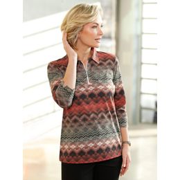 Poloshirt Classic Basics "Shirt", Damen, Gr. 38, bunt (terra, khaki, bedruckt), 100% Baumwolle, gemustert, mehrfarbig, Shirts