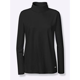 Rollkragenshirt Casual Looks "Rollkragen-Shirt", Damen, Gr. 44, schwarz, 95% Baumwolle, 5% Elasthan, unifarben, Shirts