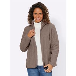 Fleecejacke Casual Looks, Damen, Gr. 36, grau (taupe), 100% Polyester, unifarben, Jacken Fleecejacke
