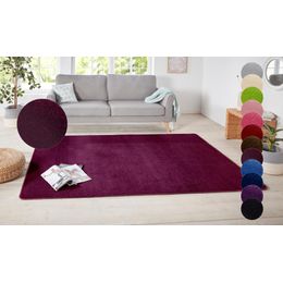 Teppich Hanse Home "Shashi" Gr. 3, lila (brombeer), B:140cm H:8,5mm L:200cm, Kunstfaser, Teppiche, Teppich, Kurzflor, Unifarben, L&auml;ufer, weich, Esszimmer, Kinderzimmer, Flur