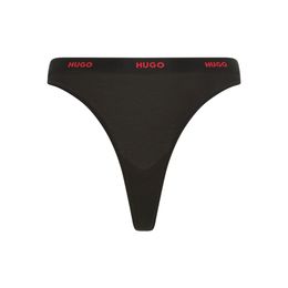String HUGO UNDERWEAR "ID", Damen, Gr. L, schwarz 001, Jersey, Obermaterial: 93% Baumwolle, 7% Elasthan, k&ouml;rpernah, Unterhosen String, aus Stretch-Baumwolle mit Logos am Bund