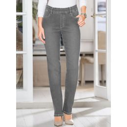 High-waist-Jeans Classic Basics, Damen, Gr. 56, Normalgr&ouml;&szlig;en, grau (grau, denim), 81% Baumwolle, 17% Polyester, 2% Elasthan, unifarben, lang, Jeans High-Waist-Jeans