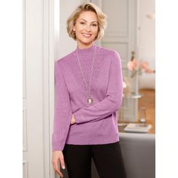 Stehkragenpullover Classic Basics "Pullover", Damen, Gr. 44, lila (orchidee), 100% Polyacryl, unifarben, Pullover Stehkragenpullover