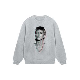 F4NT4STIC Sweatshirt 'TV Times Pop Star David Bowie Portrait 1977' male Grey size XS