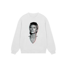 F4NT4STIC Sweatshirt 'TV Times Pop Star David Bowie Portrait 1977' Herren Gr&ouml;&szlig;e S grau / schwarz / wei&szlig;