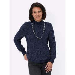 Strickpullover Casual Looks "Pullover", Damen, Gr. 40, blau (marine), 65% Polyester, 35% Baumwolle, unifarben, Pullover Strickpullover