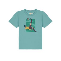 watabout.kids T-Shirt 'Fu&szlig;ball' Jungen Gr&ouml;&szlig;e 152/158 t&uuml;rkis / gelb / gr&uuml;n / bordeaux