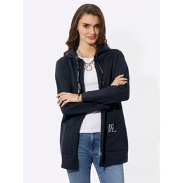 Shirtjacke Inspirationen "Sweatjacke", Damen, Gr. 46, blau (marine), 60% Baumwolle, 40% Polyester, unifarben, Shirts Shirtjacke