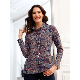 Rollkragenshirt Inspirationen "Shirt", Damen, Gr. 48, bunt (marine, terra, bedruckt), 50% Baumwolle, 50% Modal, bedruckt, gebl&uuml;mt, gemustert, mehrfarbig, Shirts