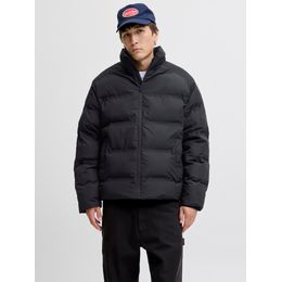 Jack & Jones Steppjacke JACK & JONES "JJESOHO PUFFER COLLAR SN", Herren, Gr. S, schwarz, Web, Obermaterial: 100% Polyester, unifarben, regular fit, Rippb&uuml;ndchen, Jacken Steppjacke