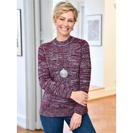 Stehkragenpullover Casual Looks "Pullover", Damen, Gr. 50, lila (brombeer, meliert), 100% Polyacryl, gemustert, mehrfarbig, Pullover Stehkragenpullover
