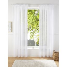 Gardine my home "REGINA" Gr. 4, wei&szlig;, B:140cm H:245cm, Polyester, Polyester, Gardinen, Gardine, Transparent, Leinenoptik, 2-er Set