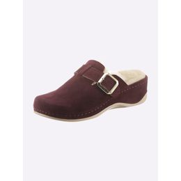 Pantoffel MUBB, Damen, Gr. 41, rot (burgund), Veloursleder, Basic, Schuhe Hausschuh Pantoffeln
